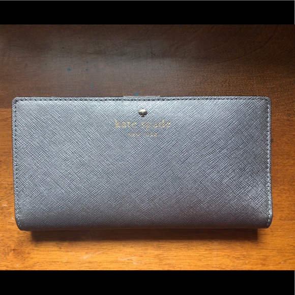 kate spade | Bags | Kate Spade New York Metallic Silver Bifold Wallet ...